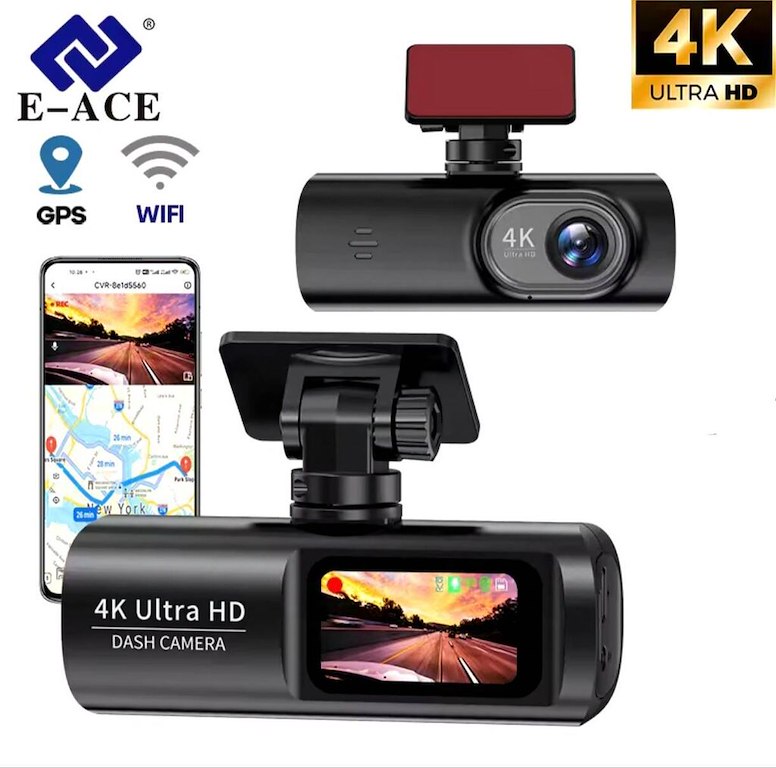 E-ACE Auto Kamera UHD 4K WIFI GPS + SD 64GB Gratis E-ACE Auto Kamera