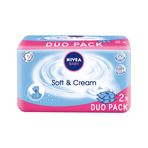 NIVEA Baby Soft&Care vlažne maramice duo pakovanje 2*63pcs