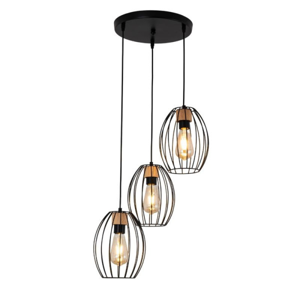 Visilica 3xE27 KILY-3R metal+drvo
