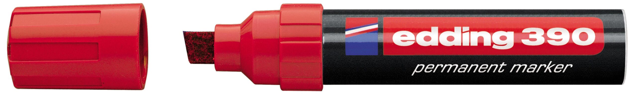 Marker permanent 390 4-12mm, deblji, kosi vrh crvena Edding