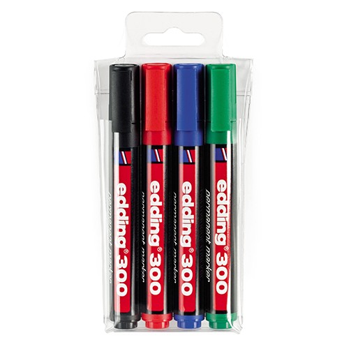 Marker permanent 300 1,5-3mm, zaobljeni, set 1/4 sortirano Edding