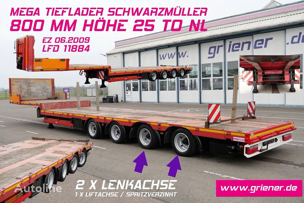 Schwarzmüller X SERIE 800 mm hoch /NL 24,7 to/LIFTACHSE /LENKA poluprikolica sa niskom platformom