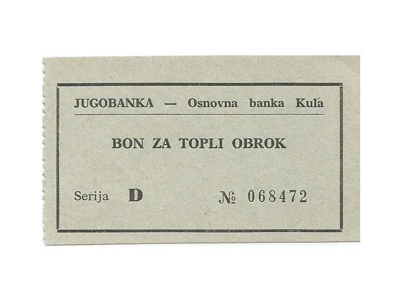 JUGOBANKA bon za topli obrok