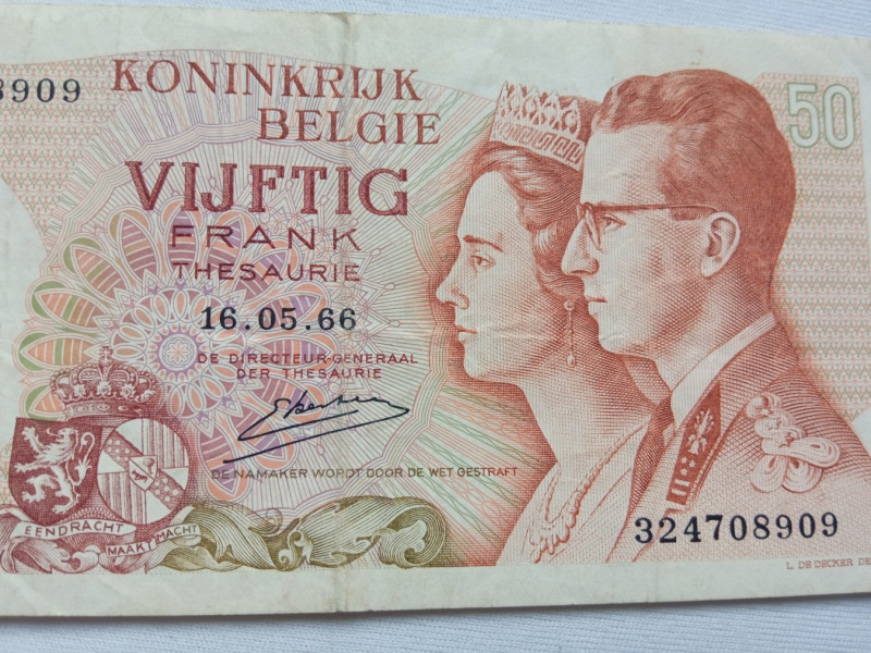 Белгија 50 франака,1966 год.ретко