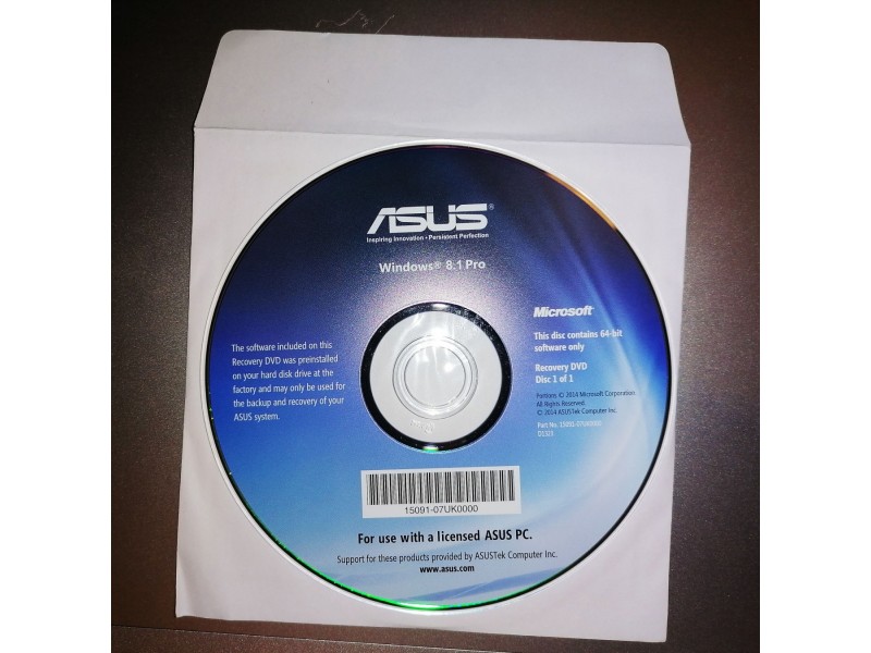 Asus Windows 8.1 Pro recovery DVD