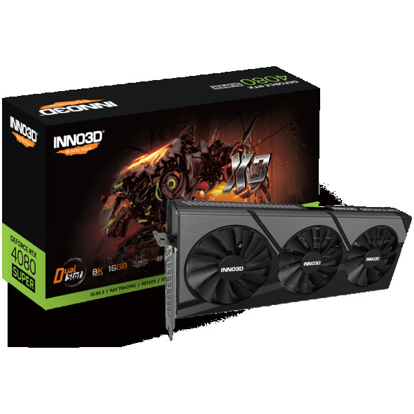 INNO3D GEFORCE RTX 4080 SUPER X3 16GB GDDR6X 256bit, 2580MHz 23Gbps, 3x DP, 1x HDMI, 3 slot, 3 fan ( N408S3-166X-18703552 )