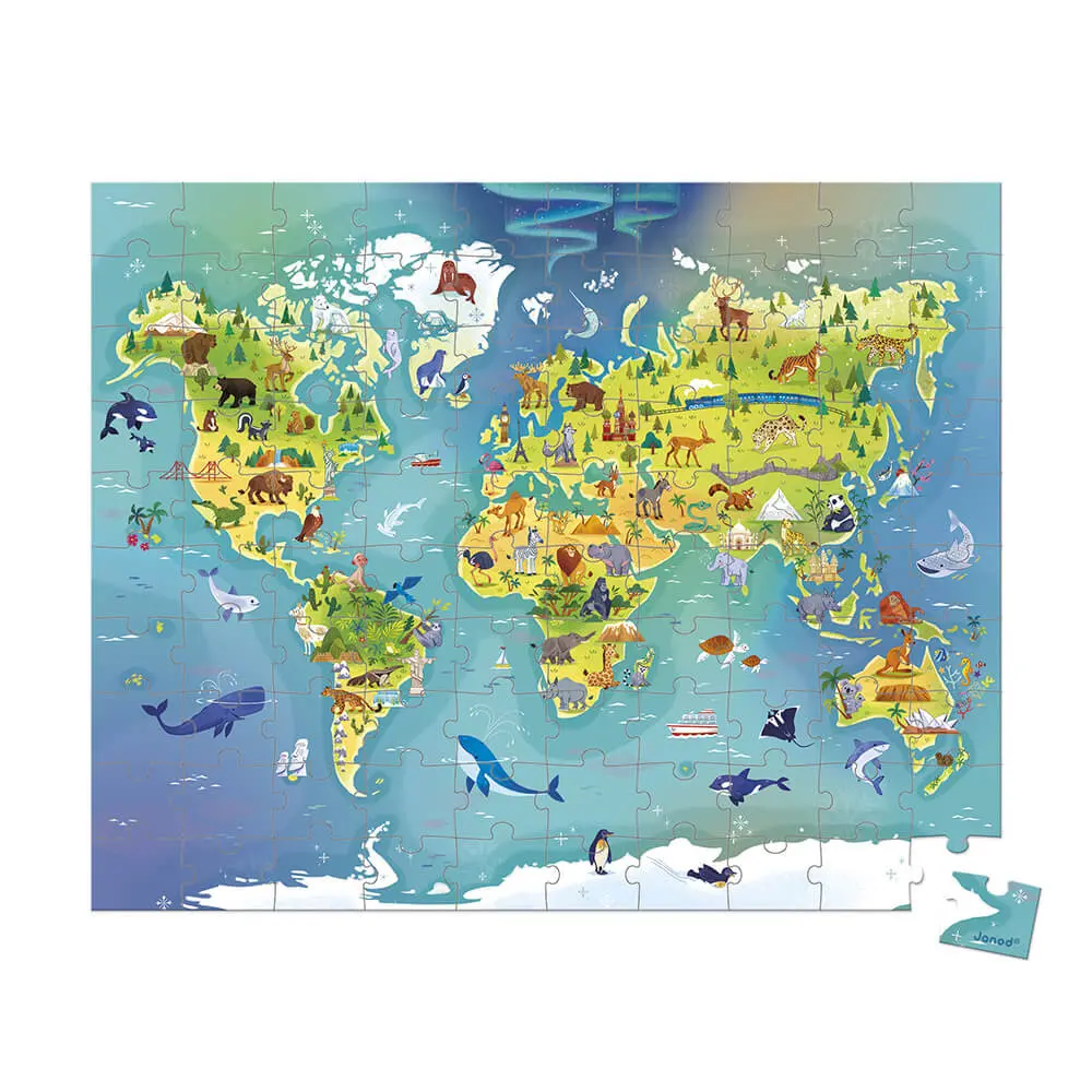 JANOD Kartonske puzzle Mapa sveta, 100 delova