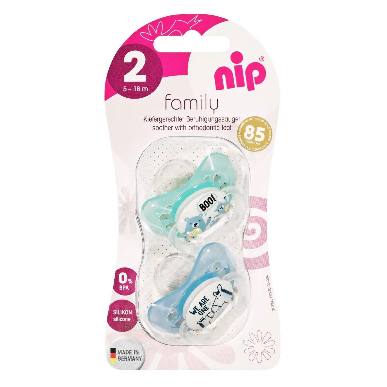 NIP Family Silikonska cucla za dečake 5-18m 2 komada