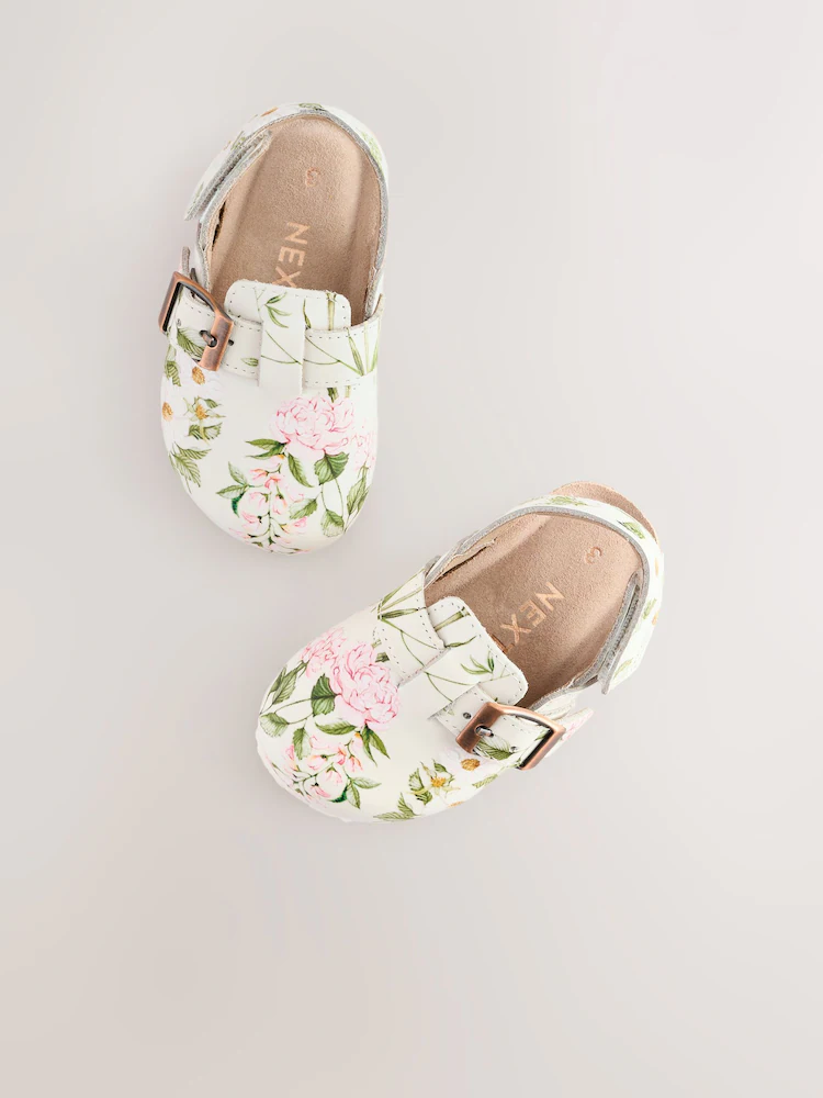 Floral Leather Clogs