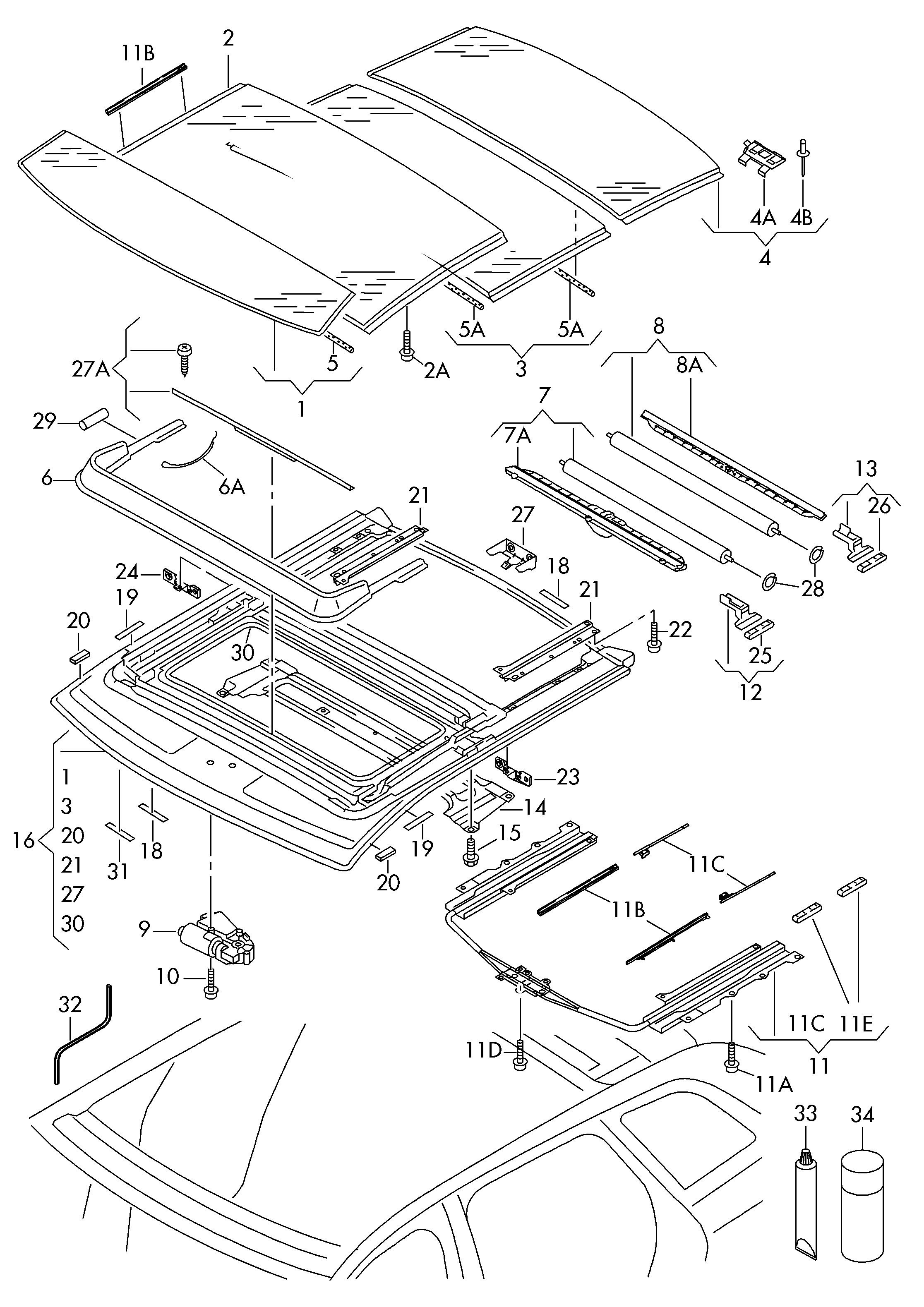 motor za klizni krov/SIBER 8P4959591B