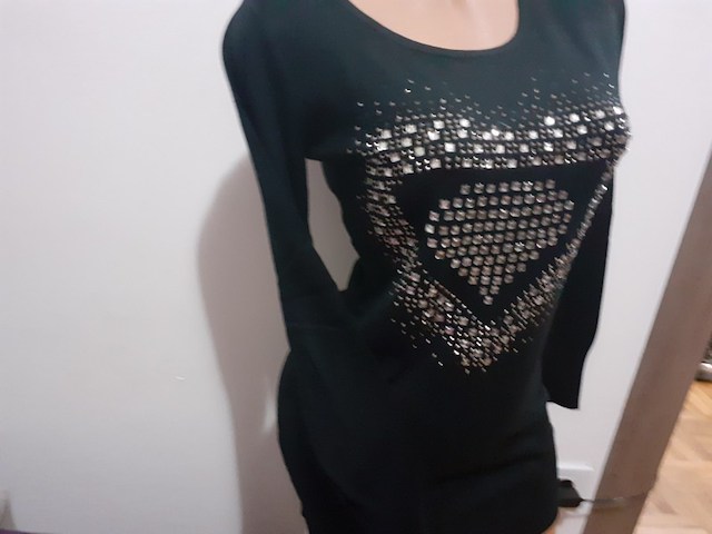 CRNA TEGLJIVA TUNIKA SA KRISTALCICIMA-CIRKONIMA L/XL