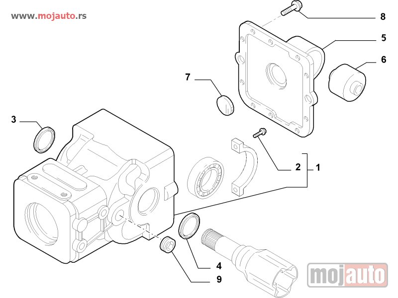 Fiat Panda 1.2B 8V Semering Diferencijala Levo 03-08,NOVO