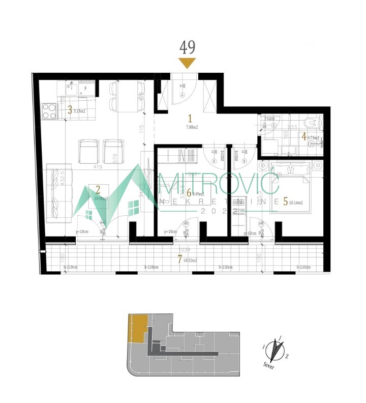 Petrovaradin - Dvoiposoban stan, 62 m2