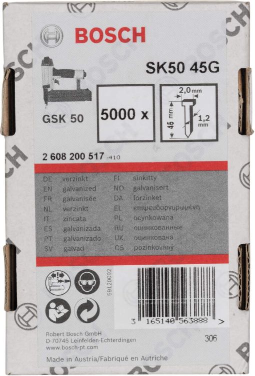 Bosch ravni ekser sa upuštenom glavom SK50 45G 1,2 mm, 45 mm, pocinkovana - 2608200517