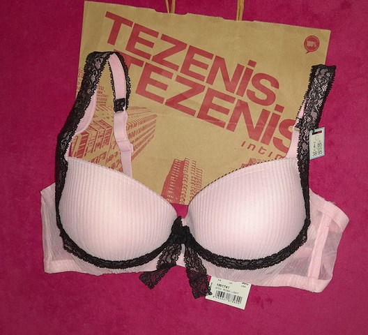 Tezenis roze til crna cipka mašna 85C NOVO!%