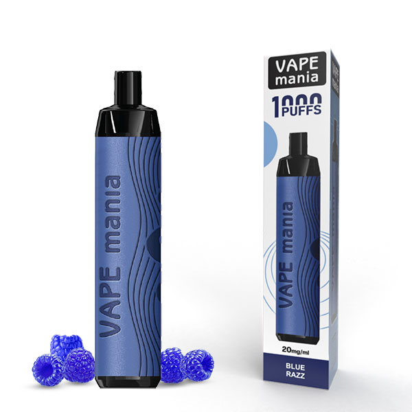 VAPE MANIA 1000 PUFFS Leather BLUE RAZZ 20mg