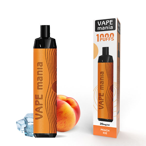 VAPE MANIA 1000 PUFFS Leather PEACH ICE 20mg