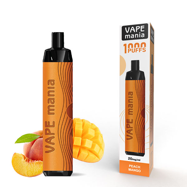 VAPE MANIA 1000 PUFFS Leather PEACH MANGO 20mg