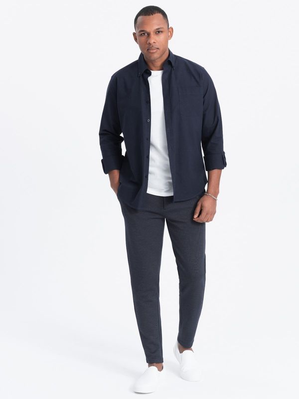 OMBRE CARROT MEN'S PANTS IN STRUCTURED TWO-TONE KNIT - NAVY BLUE