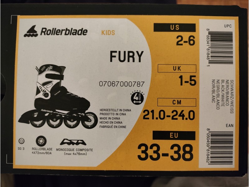 Roleri Rollerblade Fury dečiji podesivi 33-38