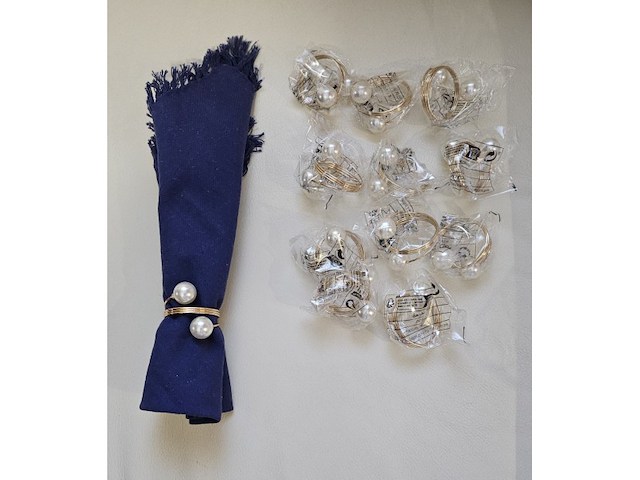 Pearl &; Gold Napkin Rings, nov set od 12 prstenova