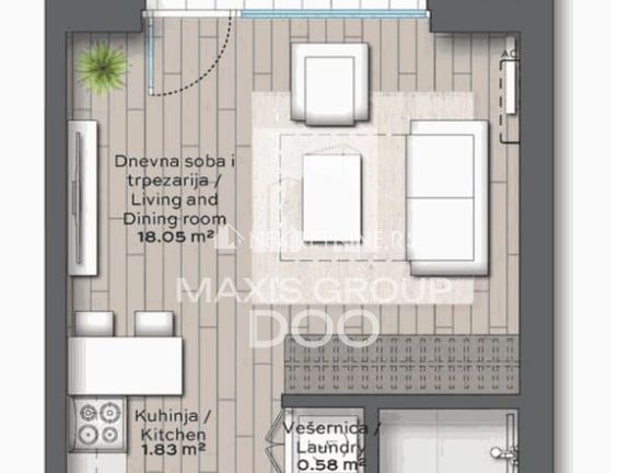 BW BELA ,studio- stan 41,25m2 u Izgradnji ID#1178