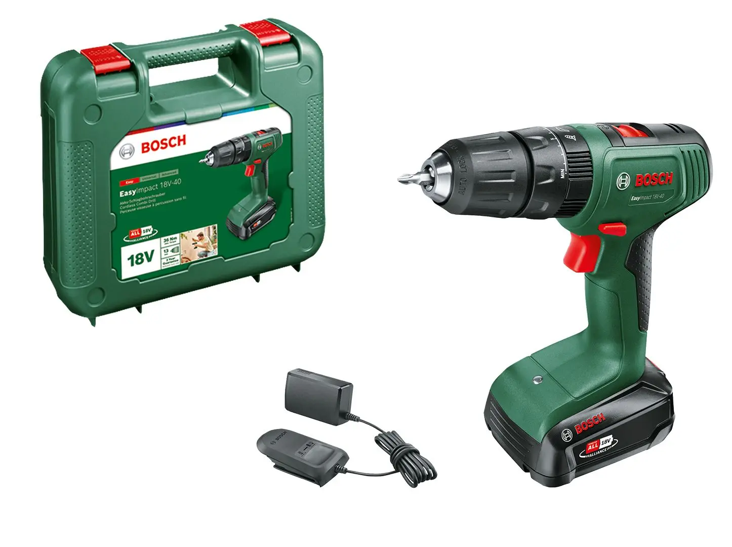 Bosch Akumulatorska vibraciona bušilica - odvrtač EasyImpact 18V-40, 1x2,0 Ah 06039D8107