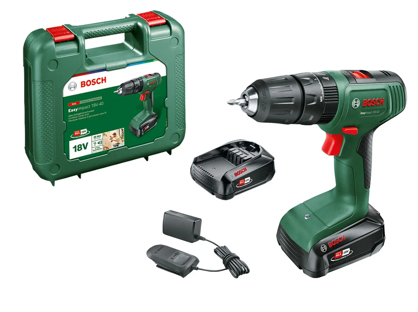 Bosch Akumulatorska vibraciona bušilica - odvrtač EasyImpact 18V-40, 2x2,0 Ah 06039D8108