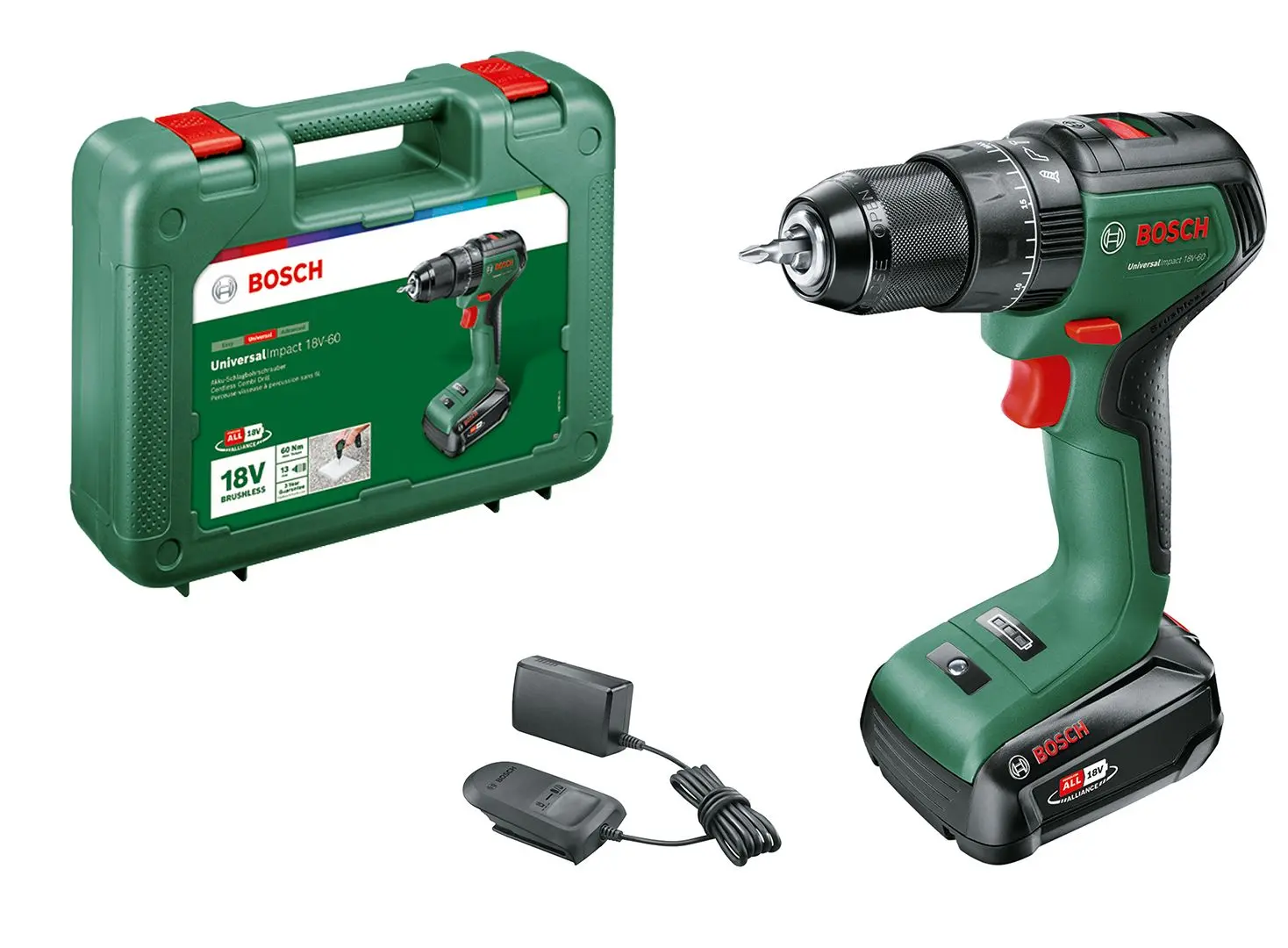 Bosch Akumulatorska vibraciona bušilica UniversalImpact 18V-60, 1x2,0 Ah 06039D7101