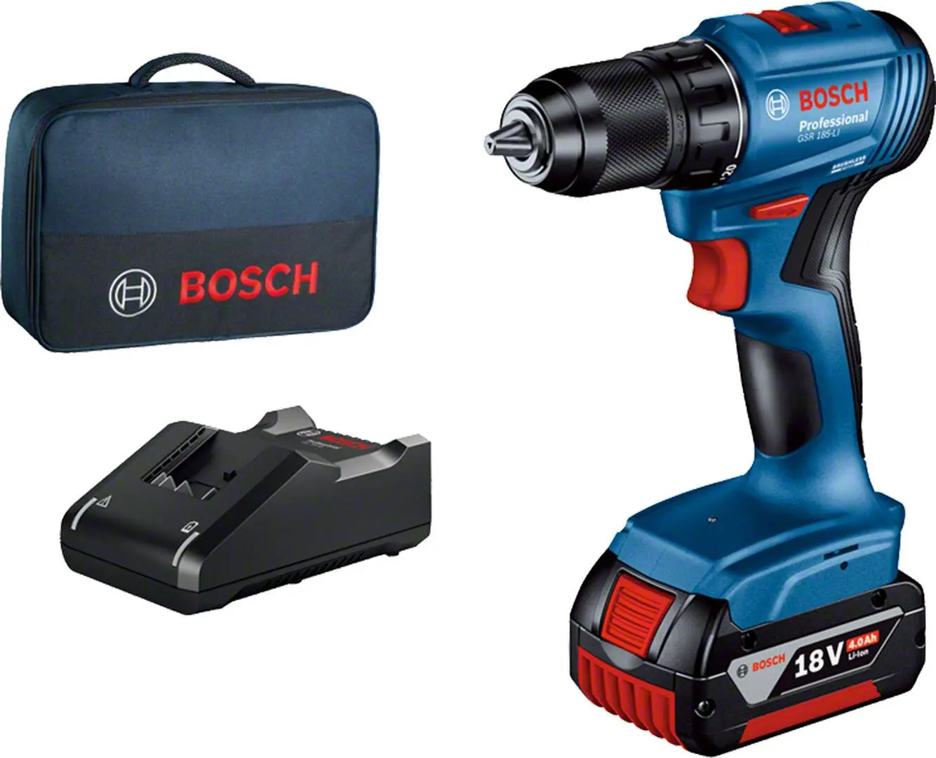 Bosch GSR 185-Li akumulatorska bušilica - odvrtač, 18V, 1x4,0 Ah + torba 06019K3005