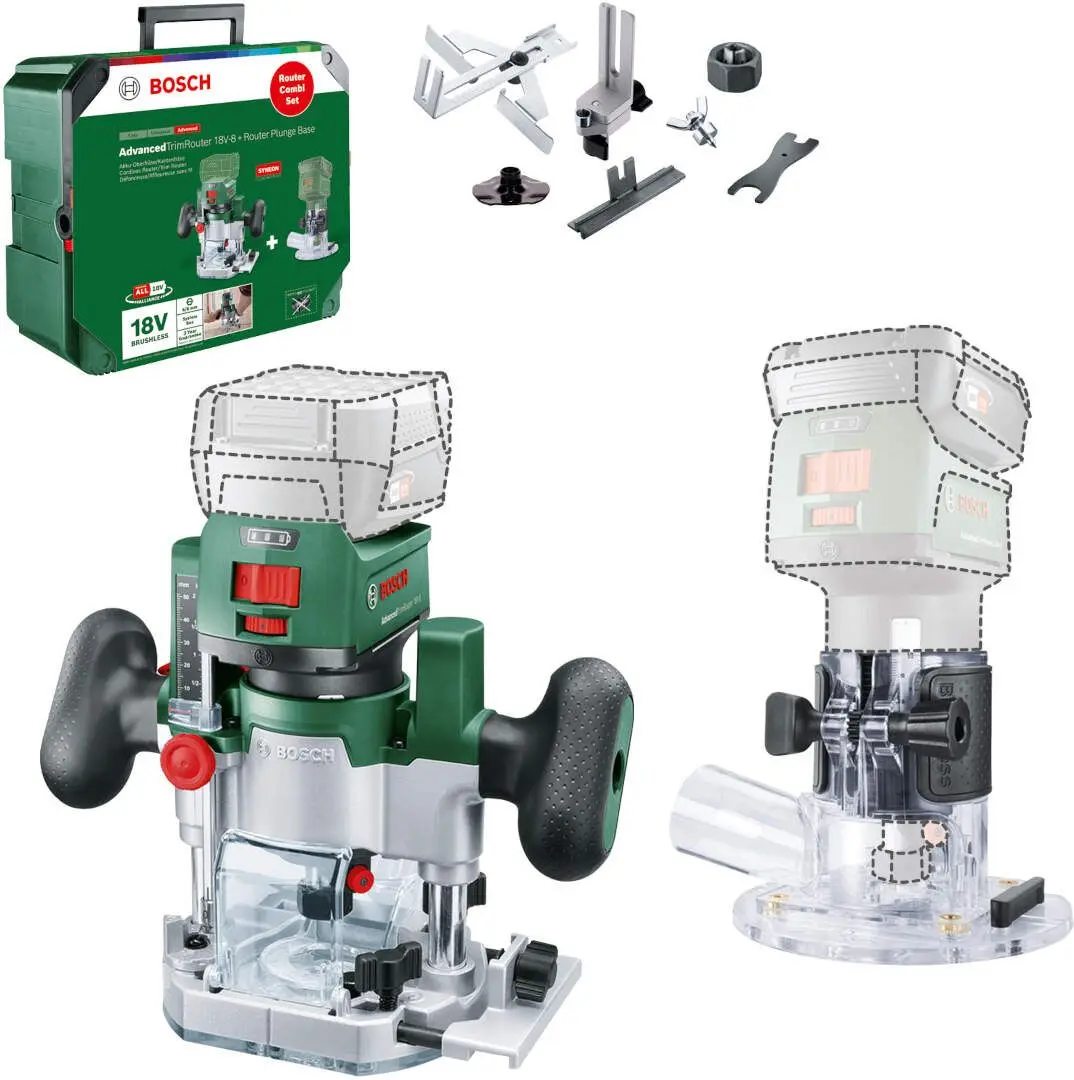 Bosch Akumulatorska kombinovana glodalica 2u1 AdvancedTrimRouter 18V-8 Solo, bez baterije i punjača u koferu 06039D5002