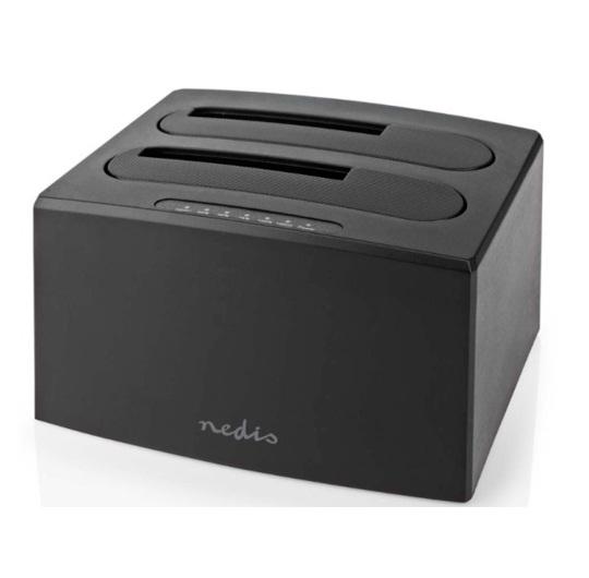 Nedis HDDUDB3210BK USB 3.2 dupli docking station za 2.5/3.5 SATA hard diskove, kloniranje max 8TB