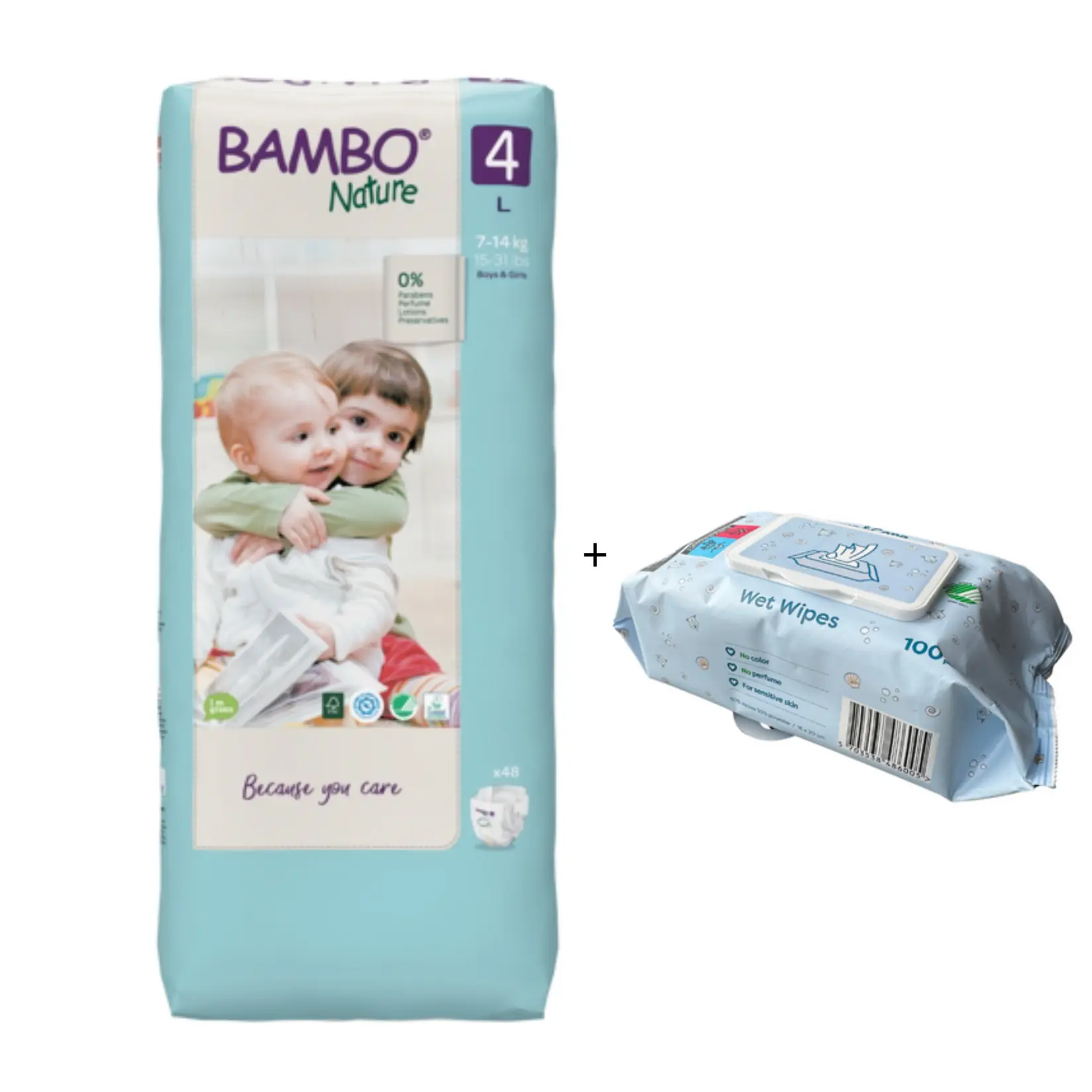 BAMBO Pelene Nature Eco-Friendly 5 a44 + Love&Care Vlažne maramice, 100 komada