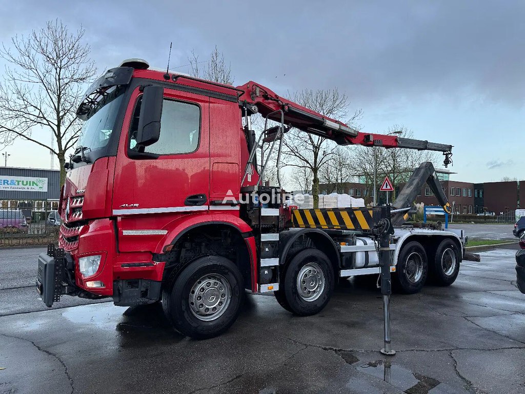 Mercedes-Benz Arocs 4145 8X4 - HMF 2243-Z2 CRANE + REMOTE + HYVALIFT HOOKLIFT kamion rol kiper