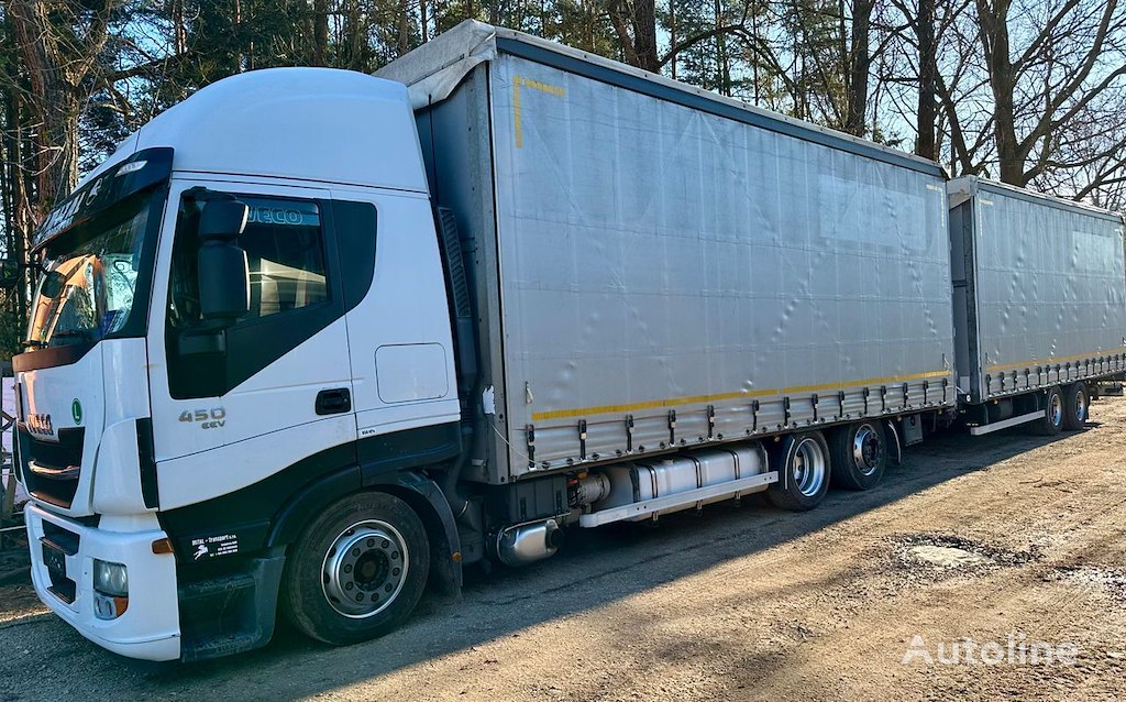 IVECO STRALIS AS450 kamion sa klizna zavesa cerada + prikolica sa kliznom ceradom