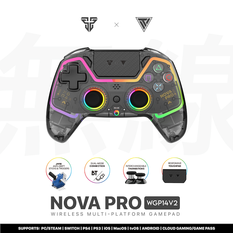 Joypad wireless Fantech WGP14V2 NOVA PRO multiplatform RGB providna crni