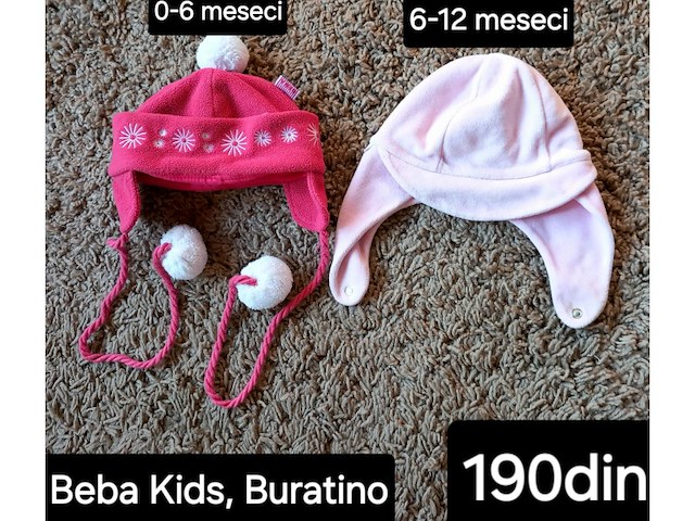 Beba Kids kape za bebe devojčice roze boje 2kom