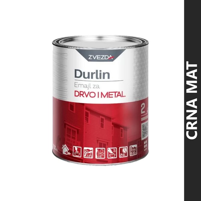 DURLIN emajl za drvo i metal 0.75l crna mat