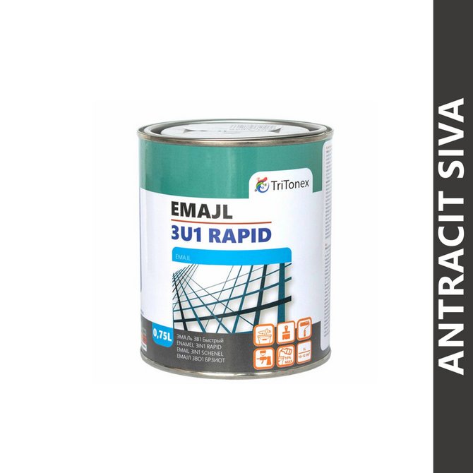 TRITONEX emajl za metal 3 u 1 rapid 0.75l antracit siva