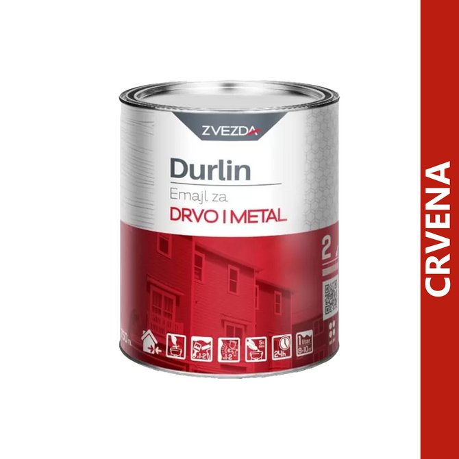 DURLIN emajl za drvo i metal 0.75l crvena