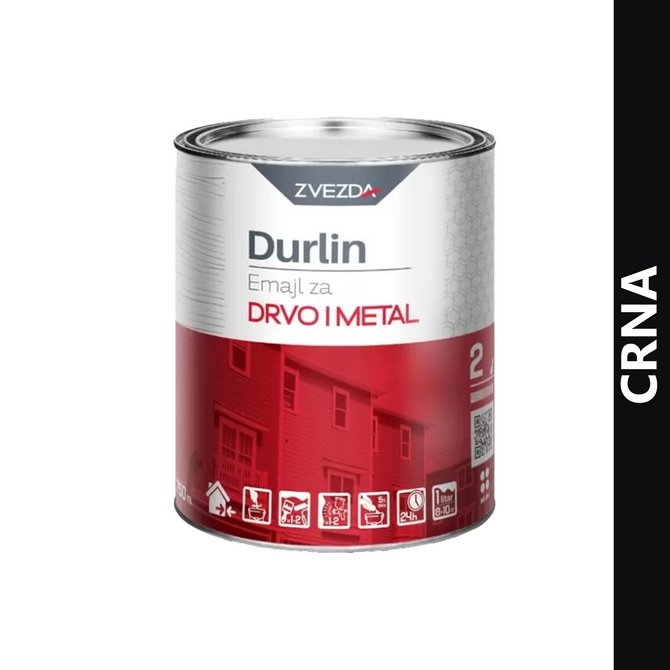 DURLIN emajl za drvo i metal 0.75l crna