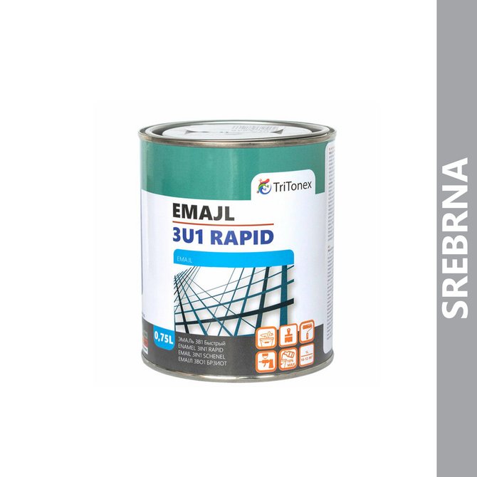 TRITONEX emajl za metal 3 u 1 rapid 0.75l srebrna