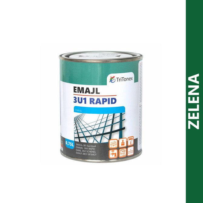 TRITONEX emajl za metal 3 u 1 rapid 0.75l zelena