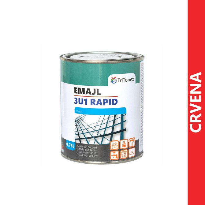 TRITONEX emajl za metal 3 u 1 rapid 0.75l crvena