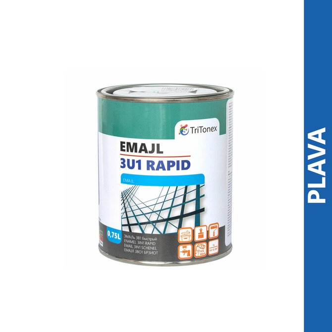 TRITONEX emajl za metal 3 u 1 rapid 0.75l plava