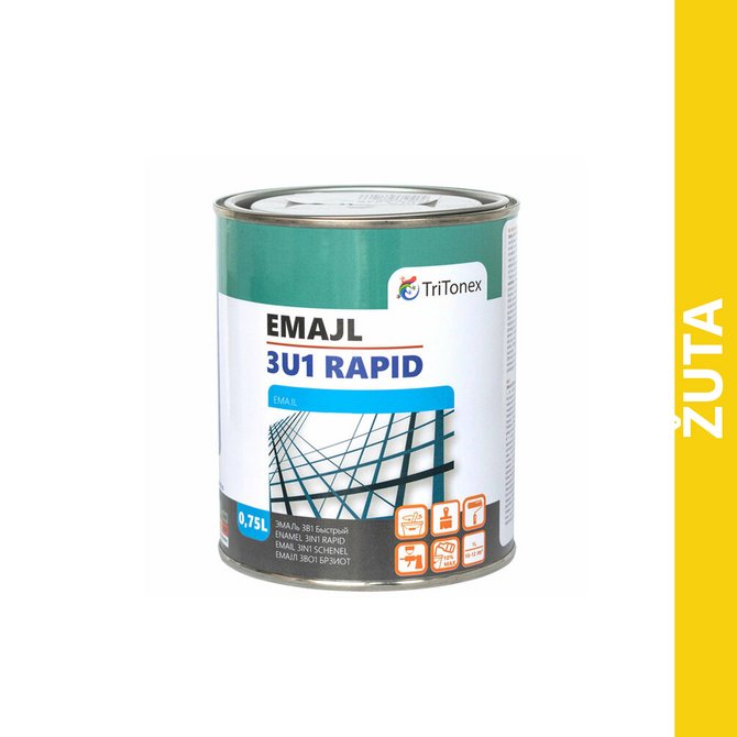 TRITONEX emajl za metal 3 u 1 rapid 0.75l žuta