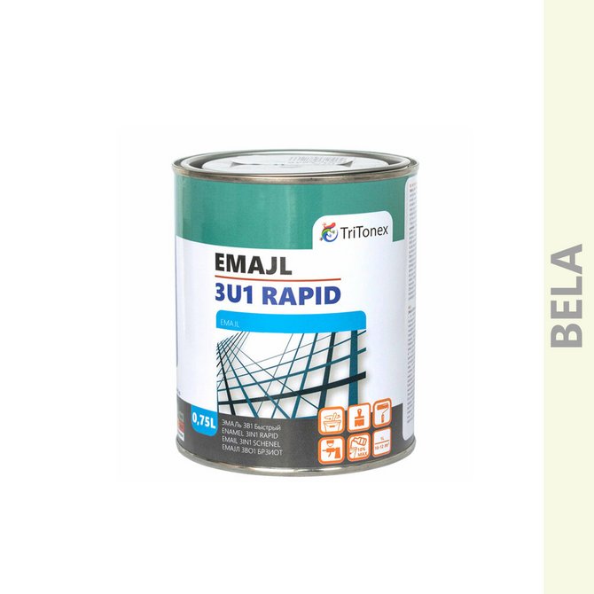 TRITONEX emajl za metal 3 u 1 rapid 0.75l bela