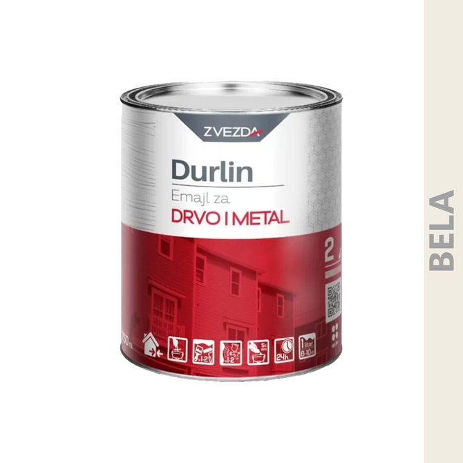 DURLIN emajl za drvo i metal 0.75l bela