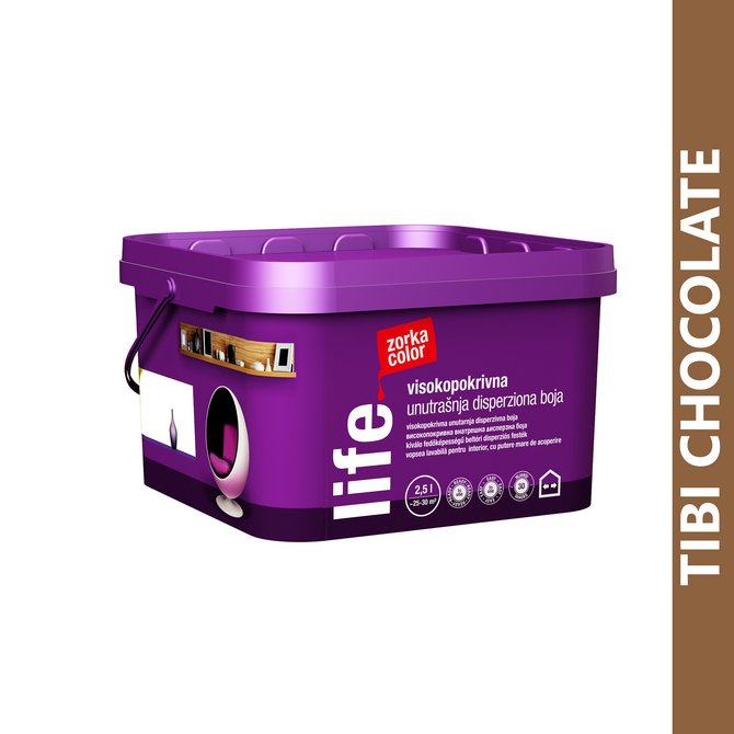 ZORKA life akrilna boja za zidove 2.5l tibi chocolate