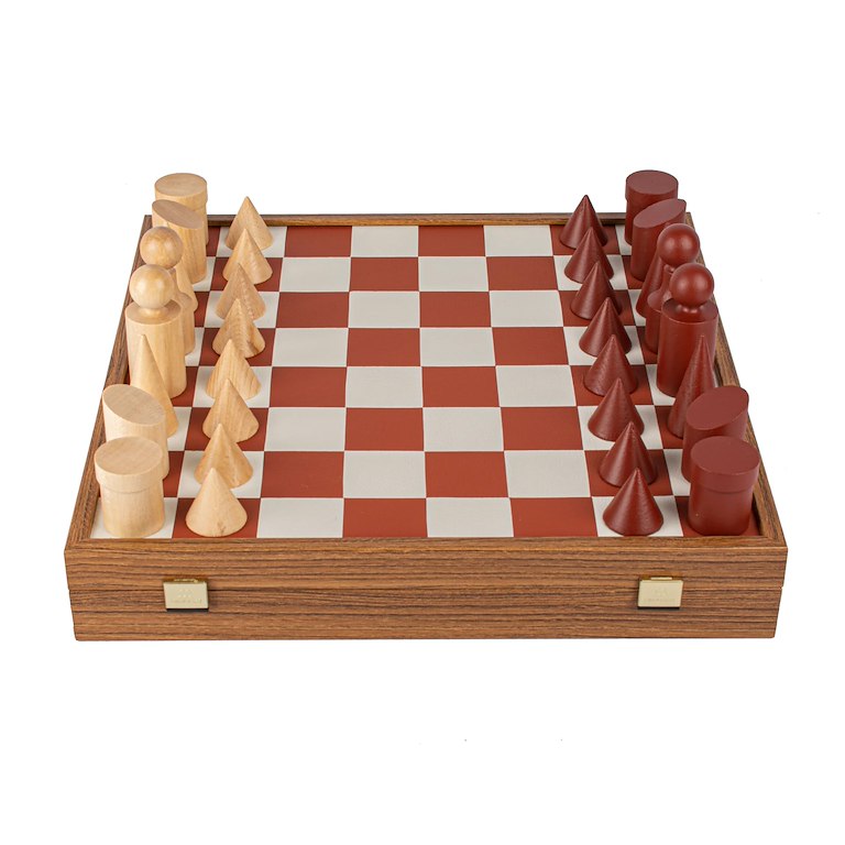 Igra // Šah – „Wooden Chess Sets“ // „Bauhaus style (Medium) – Terracotta & White Chess set“